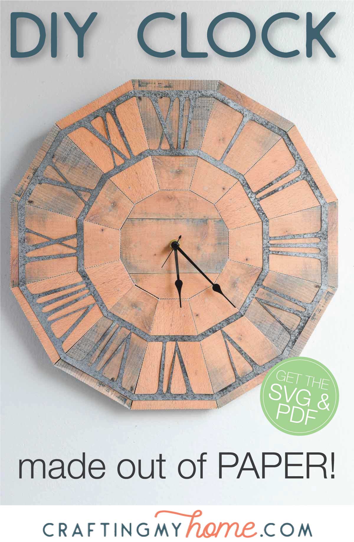 Rustic Pallet Wood Clock made from Paper • Crafting my Home