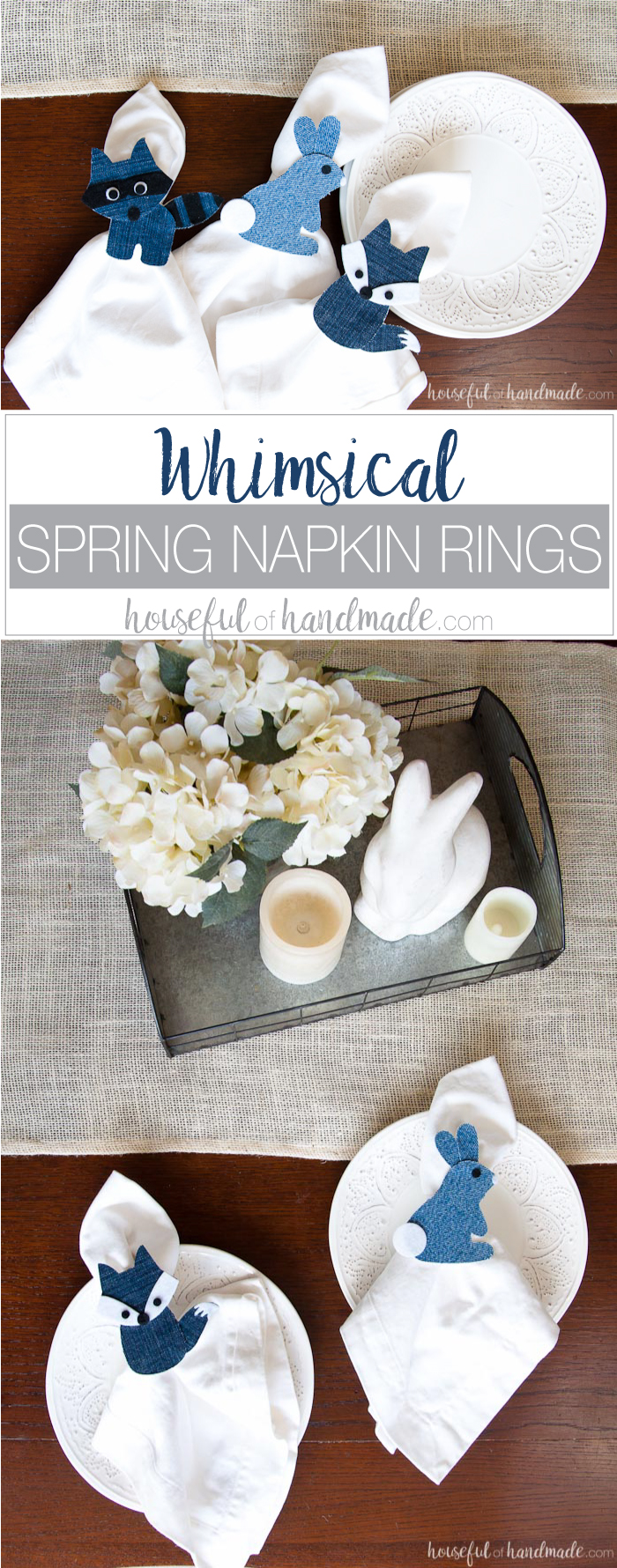 Whimsical Spring Napkin Rings made from Upcycled Jeans • Crafting my Home