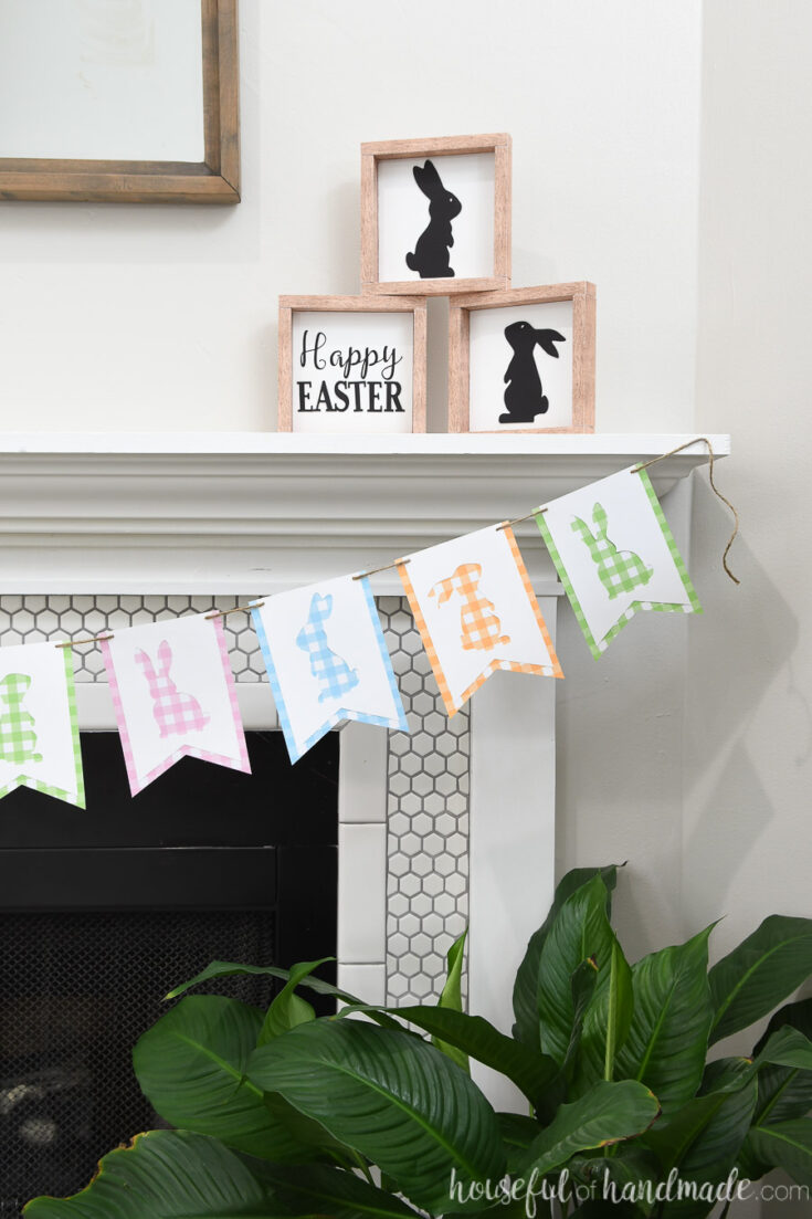 Paper Spring Decor: Gingham Bunny Banner • Crafting my Home