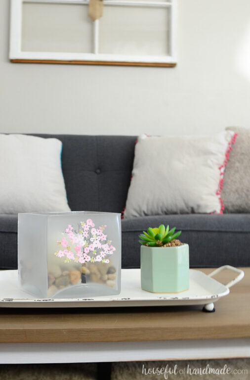 Large Glass Candle Holder for Spring • Crafting my Home