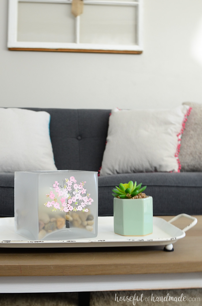 Large Glass Candle Holder for Spring • Crafting my Home