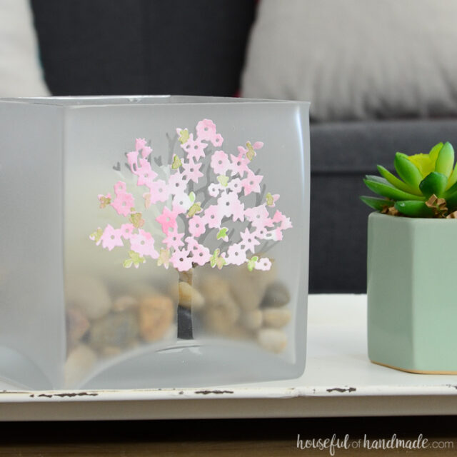 Large Glass Candle Holder for Spring • Crafting my Home