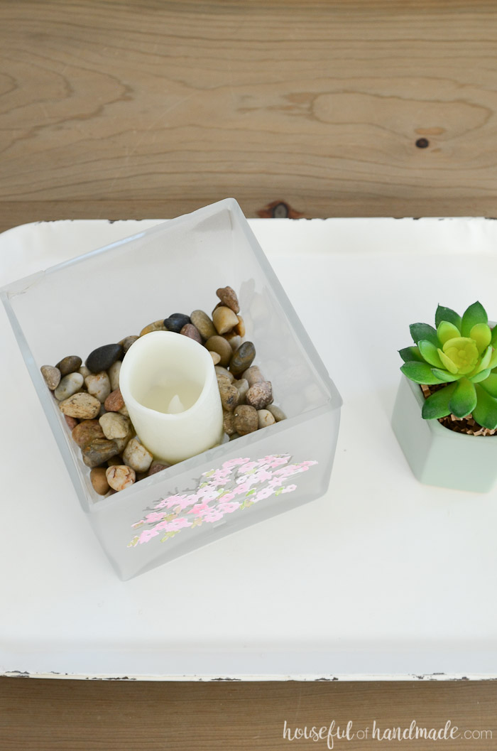 Large Glass Candle Holder for Spring • Crafting my Home