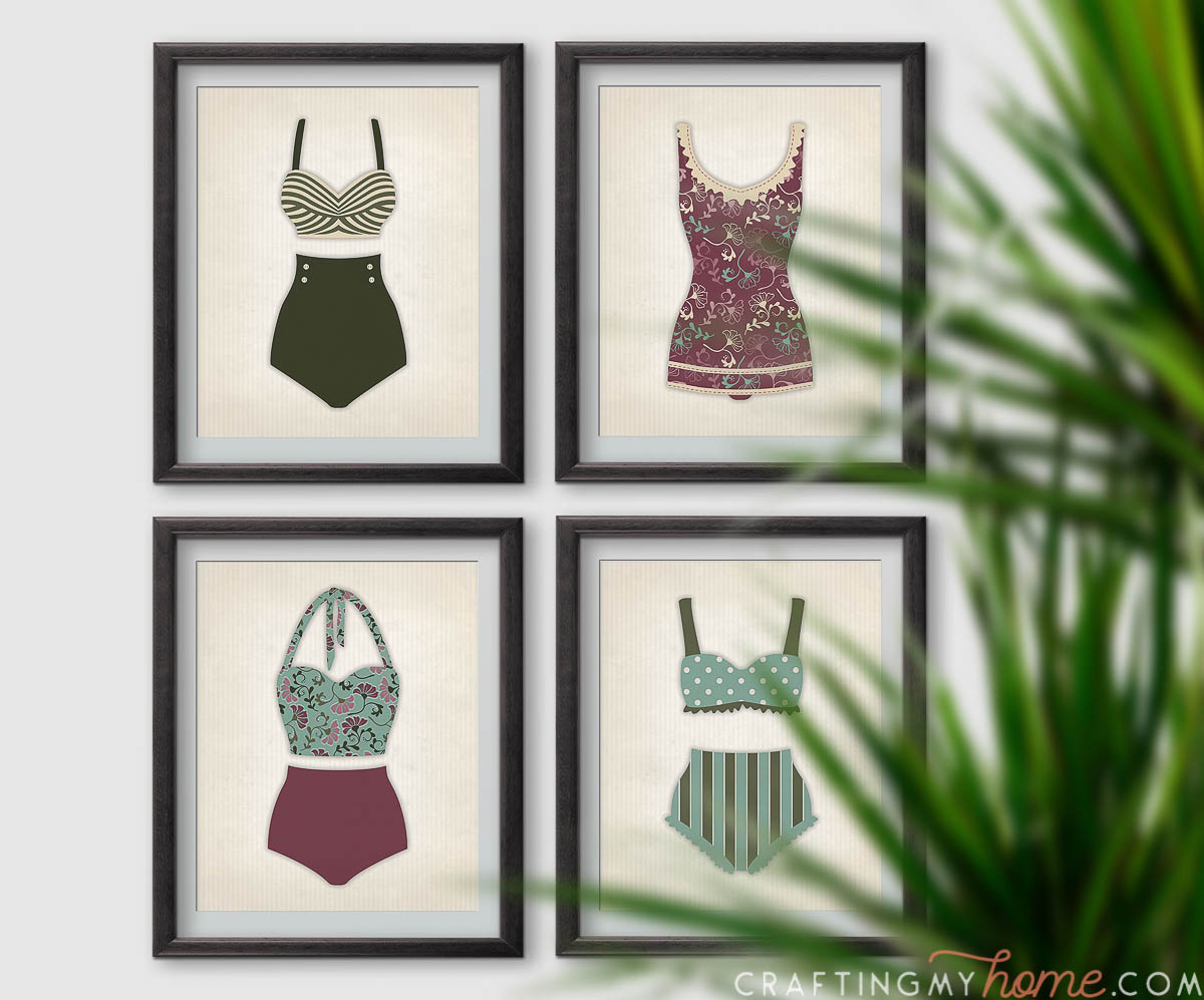 Vintage Bathing Suit Wall Art • Crafting my Home